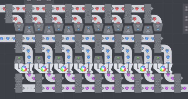 [Shapez.io攻略] 着色・混色・積層のラインを効率的に作る方法 | ういすとりーむ